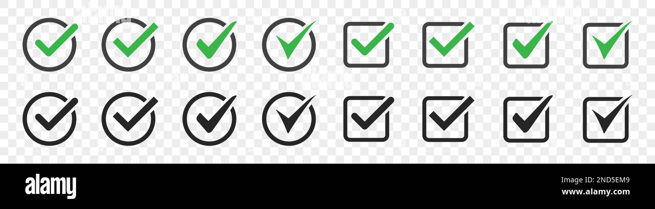 Set of check icons in green and black. Vector illustration Stock Vector ...