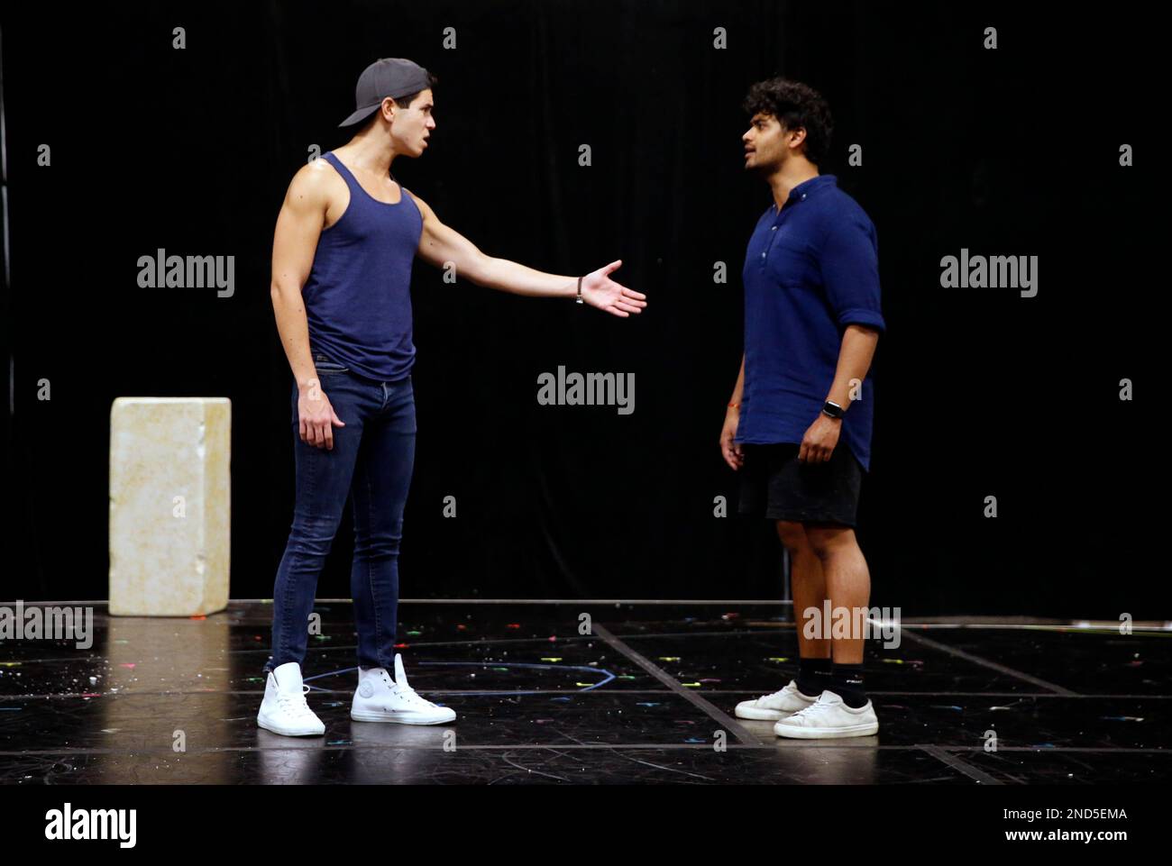 Jason Jotay, (left) as Ramses and Diluckshan Jeyaratnam as Moses during ...