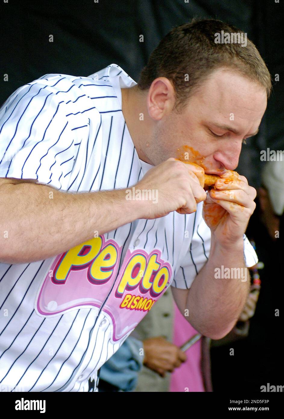 World eating champion Joey Chestnut during the Pepto-Bismol sponsored ...
