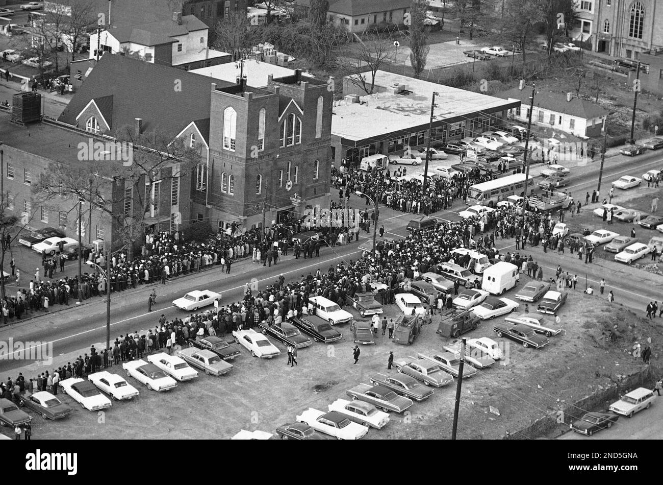 View shows the large crowds beginning to gather outside Ebenezer ...