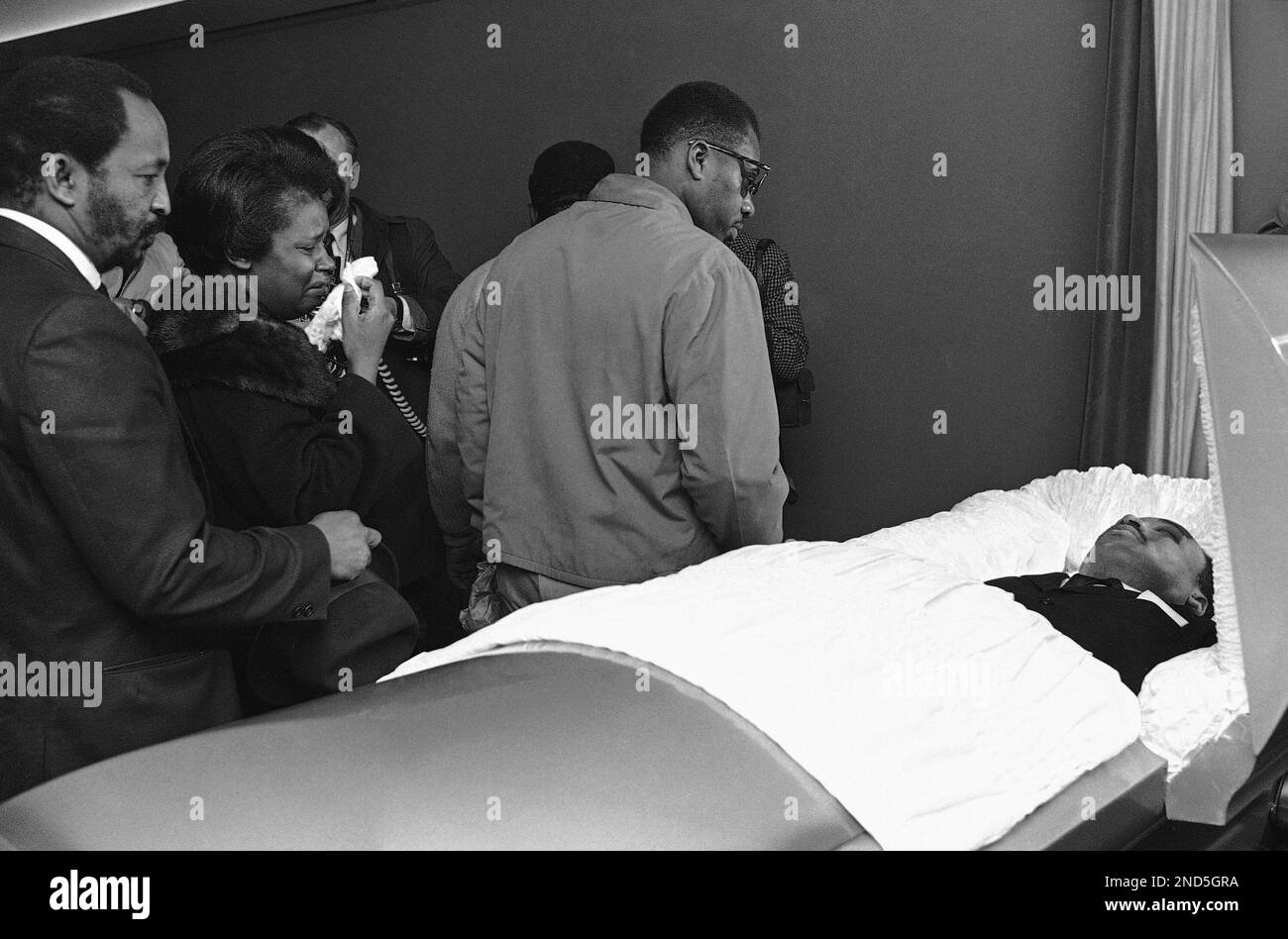 Mourners crowd into the tiny chapel of a Memphis funeral home on Friday ...