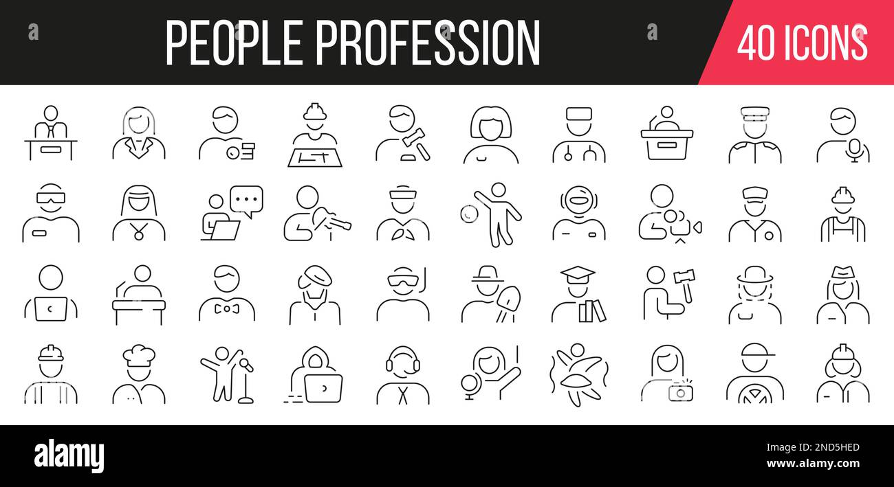 People profession line icons collection. Set of simple icons. Vector ...