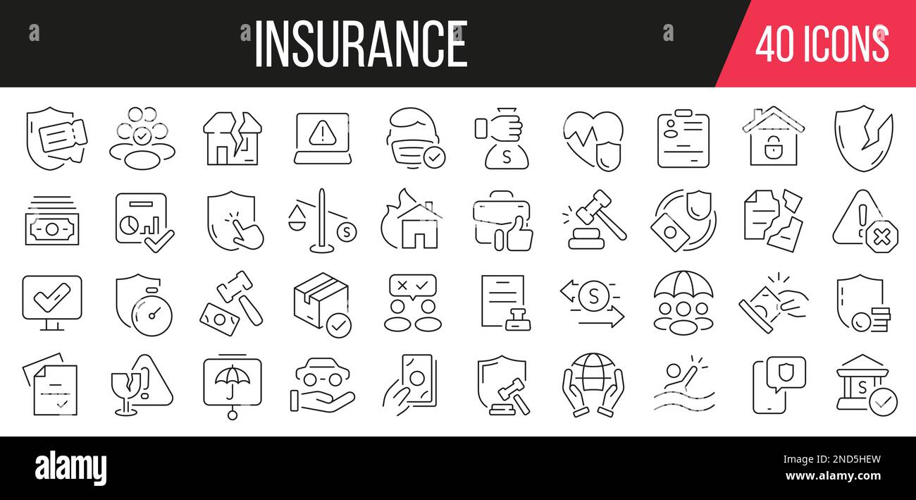 Insurance line icons collection. Set of simple icons. Vector ...