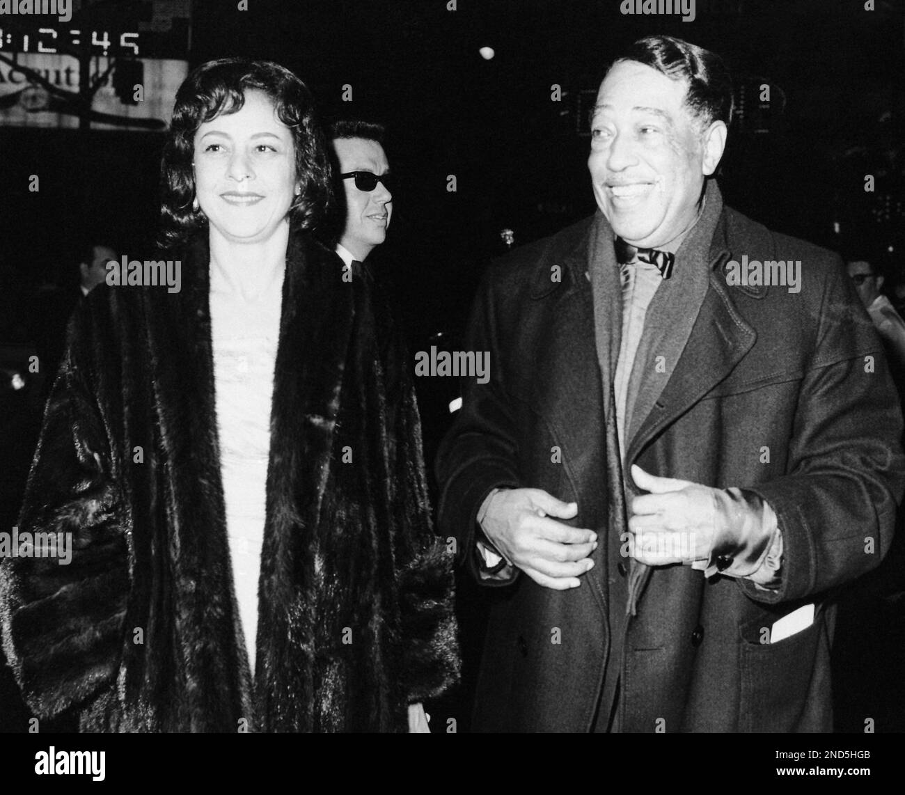 Duke Ellington, musician, and wife Edna, at premier of “Hurry Sundown ...