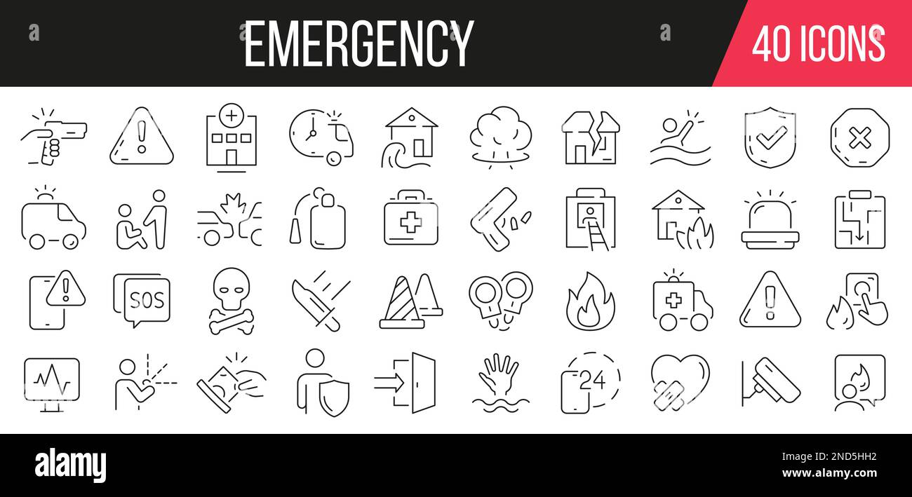 Emergency line icons collection. Set of simple icons. Vector illustration Stock Vector Image ...