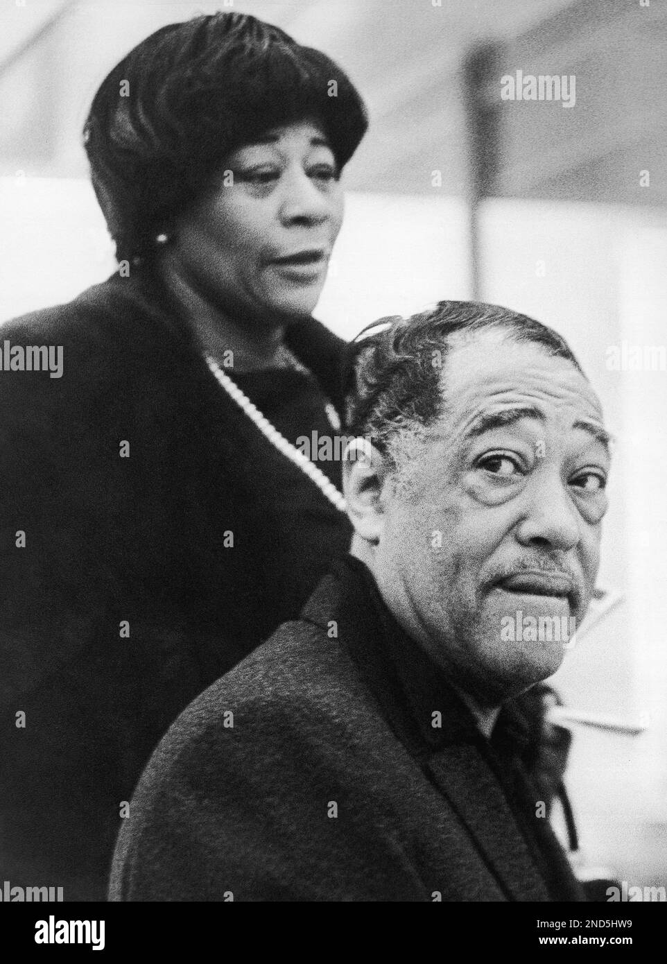 Ella Fitzgerald and Duke Ellington during news conference in Frankfurt ...