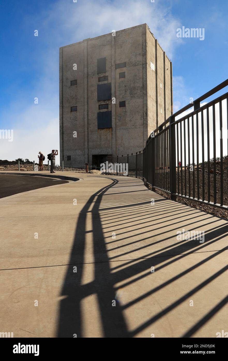 The eight story tall Air force radar tower was once a concrete base ...
