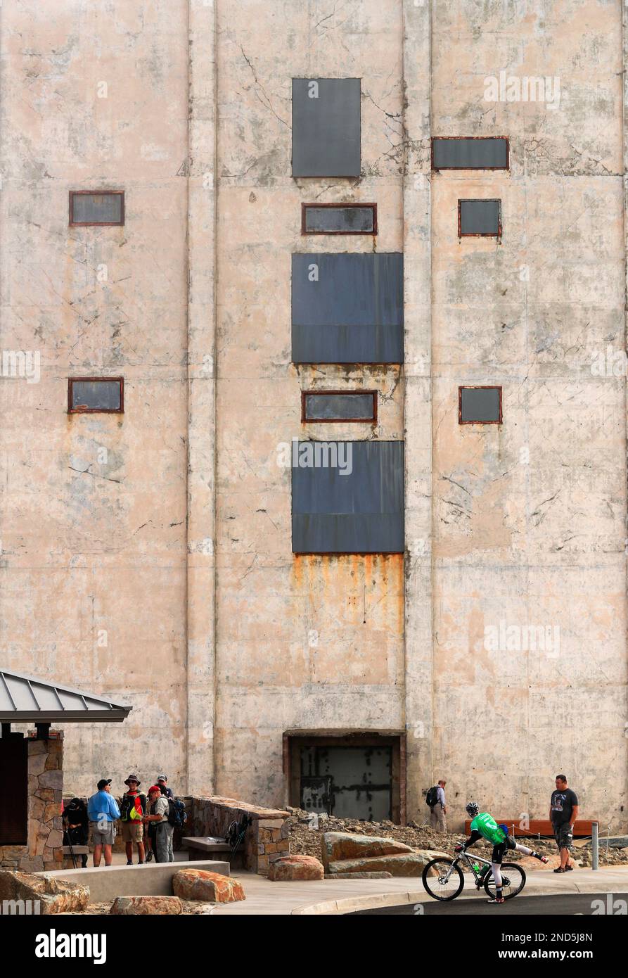 The eight story tall Air force radar tower was once a concrete base ...