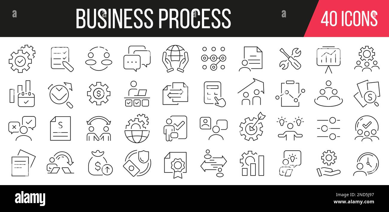 Business process line icons collection. Set of simple icons. Vector ...