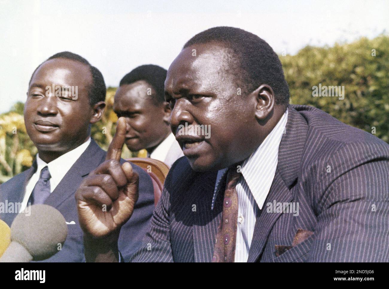 Uganda’s President Idi Amin Dada gestures during a garden news ...