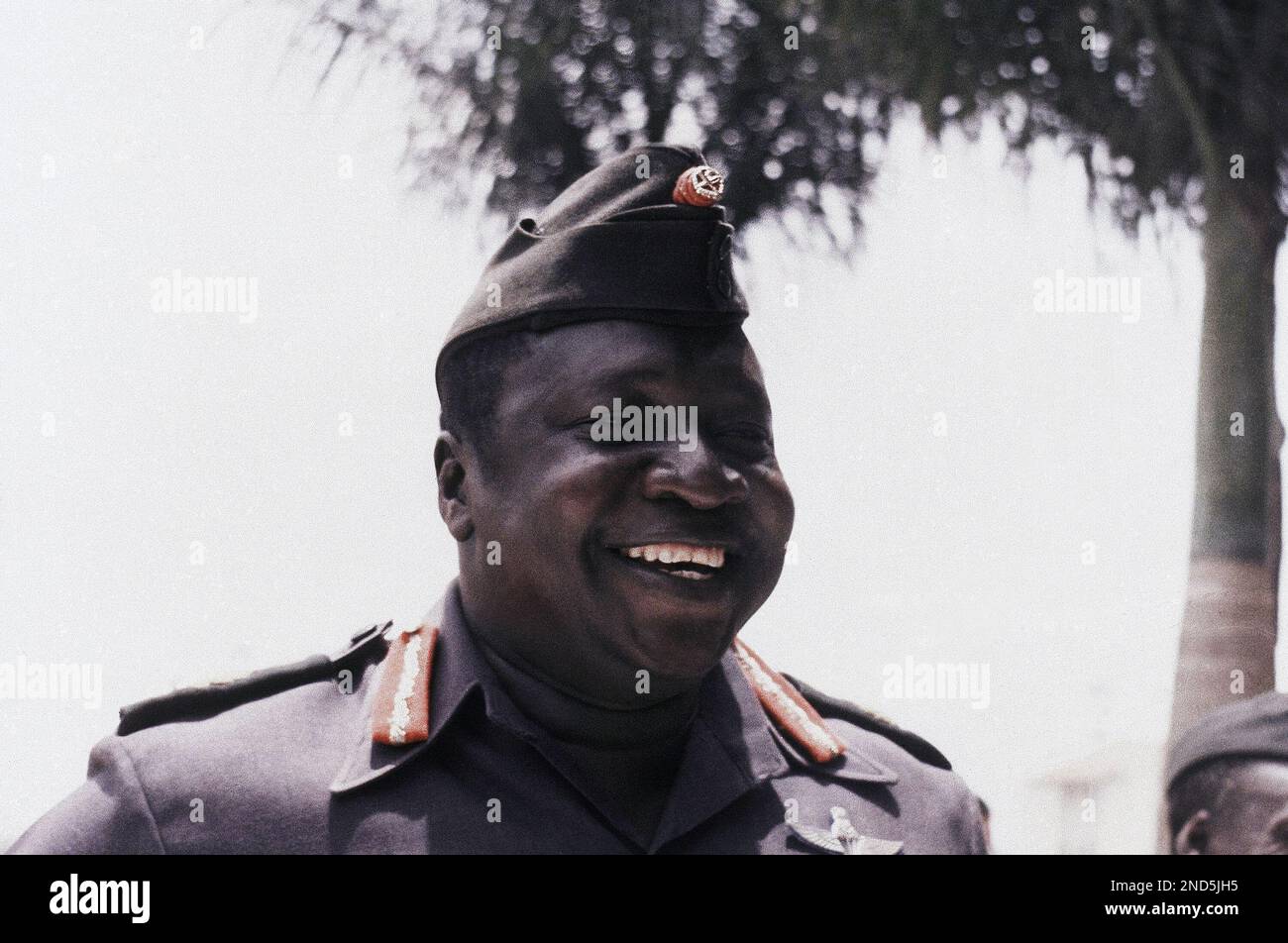 Uganda's President Idi Amin Dada smiling in 1977. (AP Photo Stock Photo ...