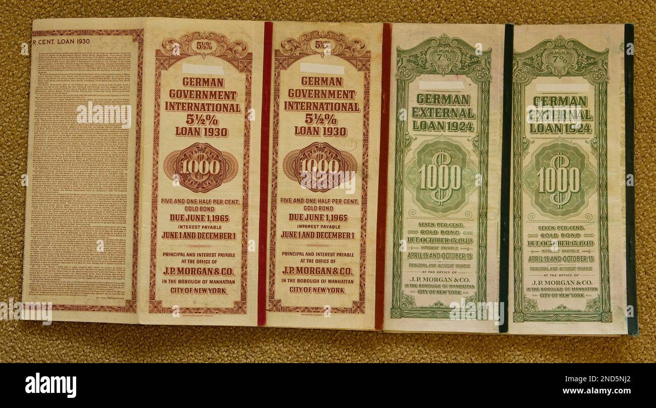 In this Aug. 19, 2010 photo, four German bonds are on display. More ...