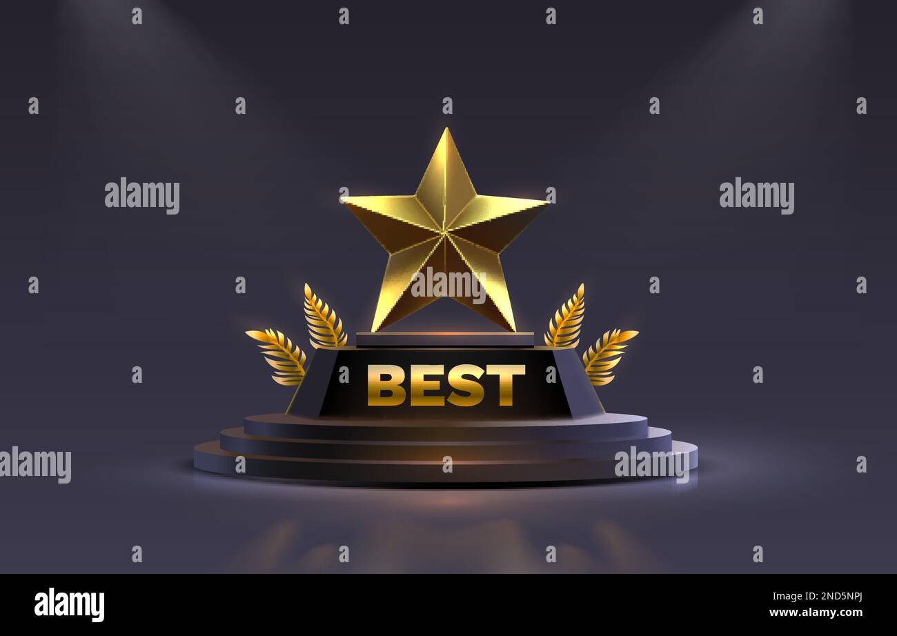 Star best podium award sign, golden object. Vector illustration Stock ...