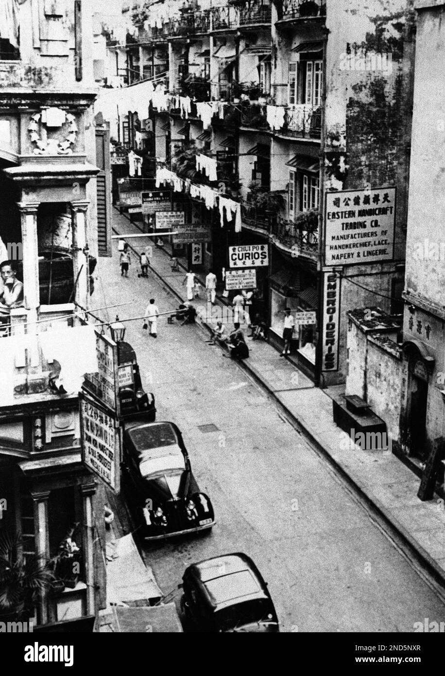 Clothes-draped street in Hong-Kong, on April 3, 1945. (AP Photo Stock ...