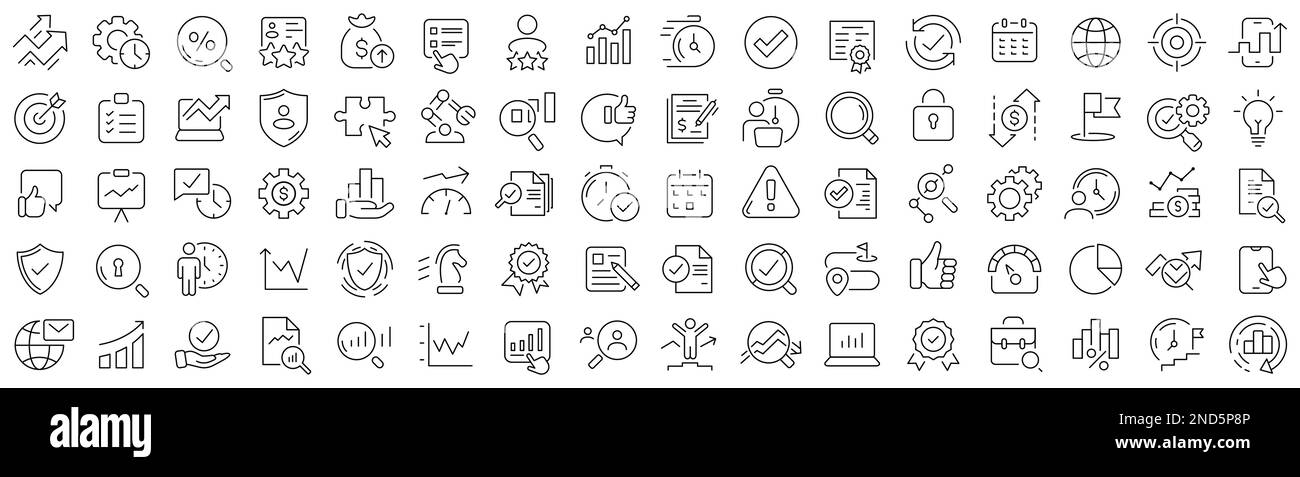 Set Of Assessment And Analysis Line Icons Collection Of Black Linear