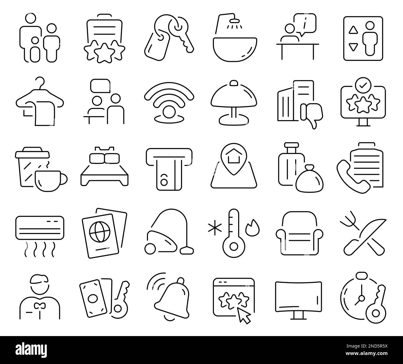 Hotel line icons collection. Thin outline icons pack. Vector ...