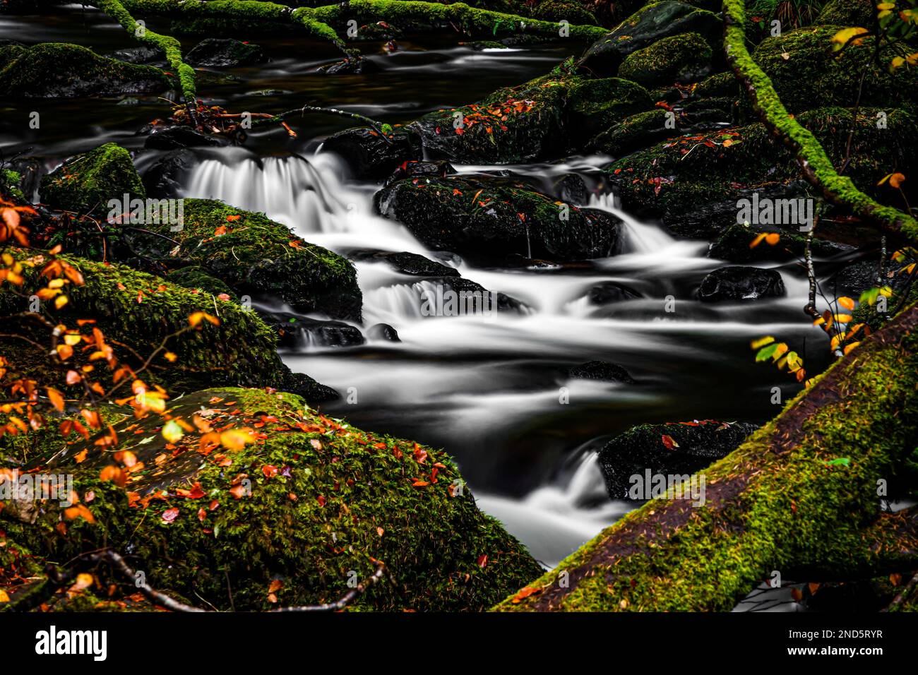 A flowing river surrounded by rocks Stock Photo - Alamy
