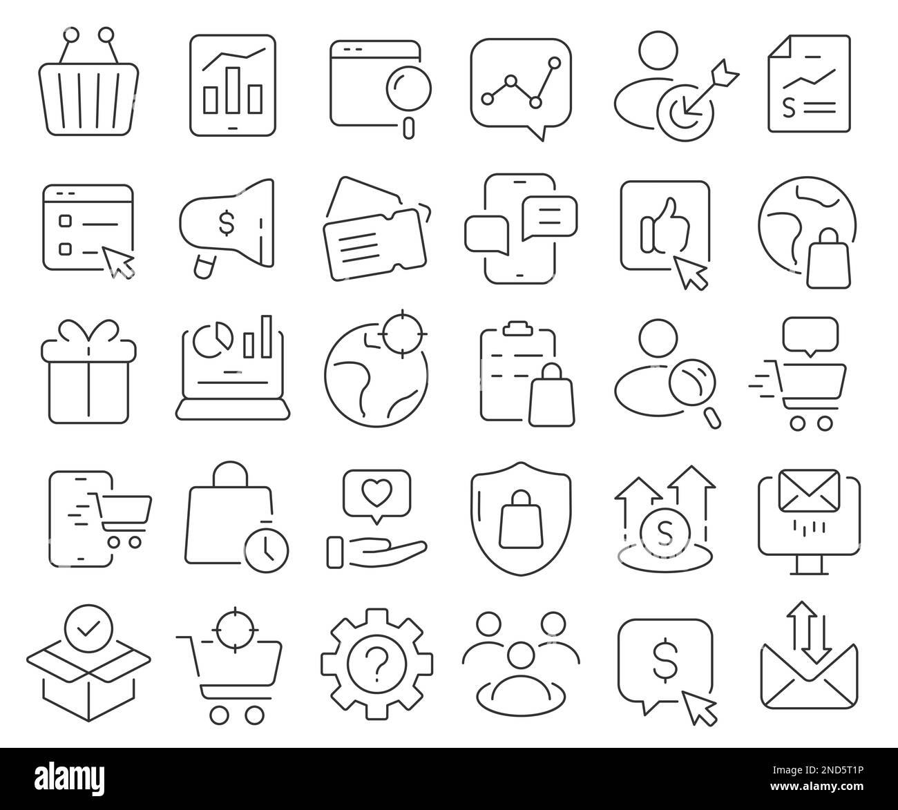 Marketing Line Icons Collection Thin Outline Icons Pack Vector Illustration Eps10 Stock Vector