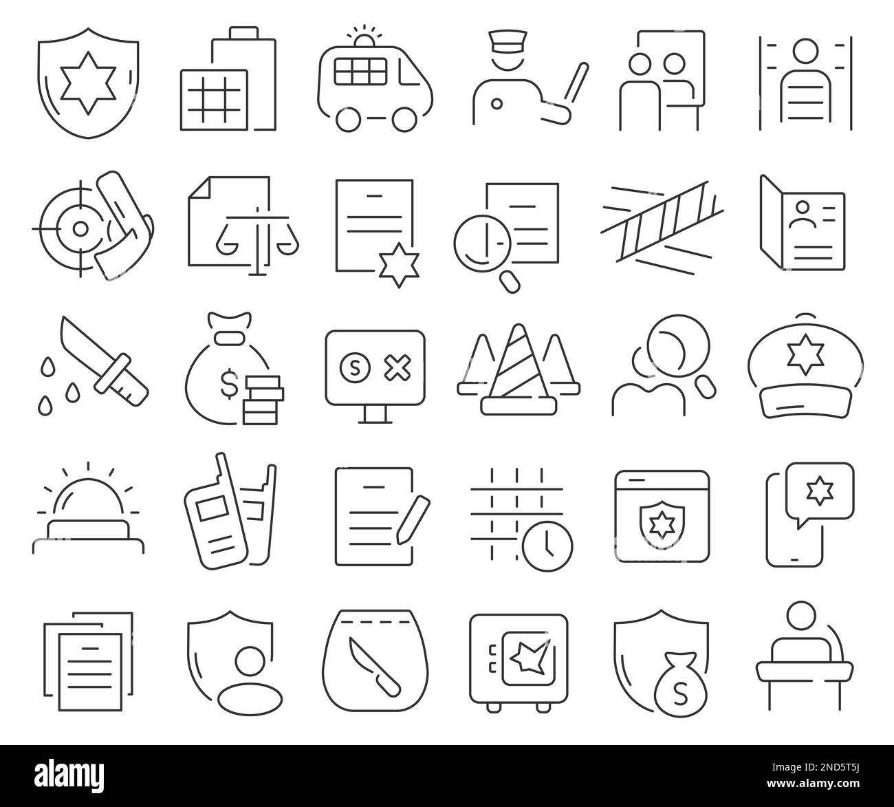 Criminal line icons collection. Thin outline icons pack. Vector ...