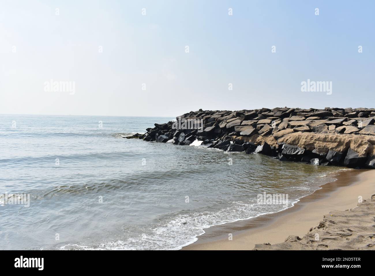 Promenade Beach is a popular tourist spot in Pondicherry, India ...