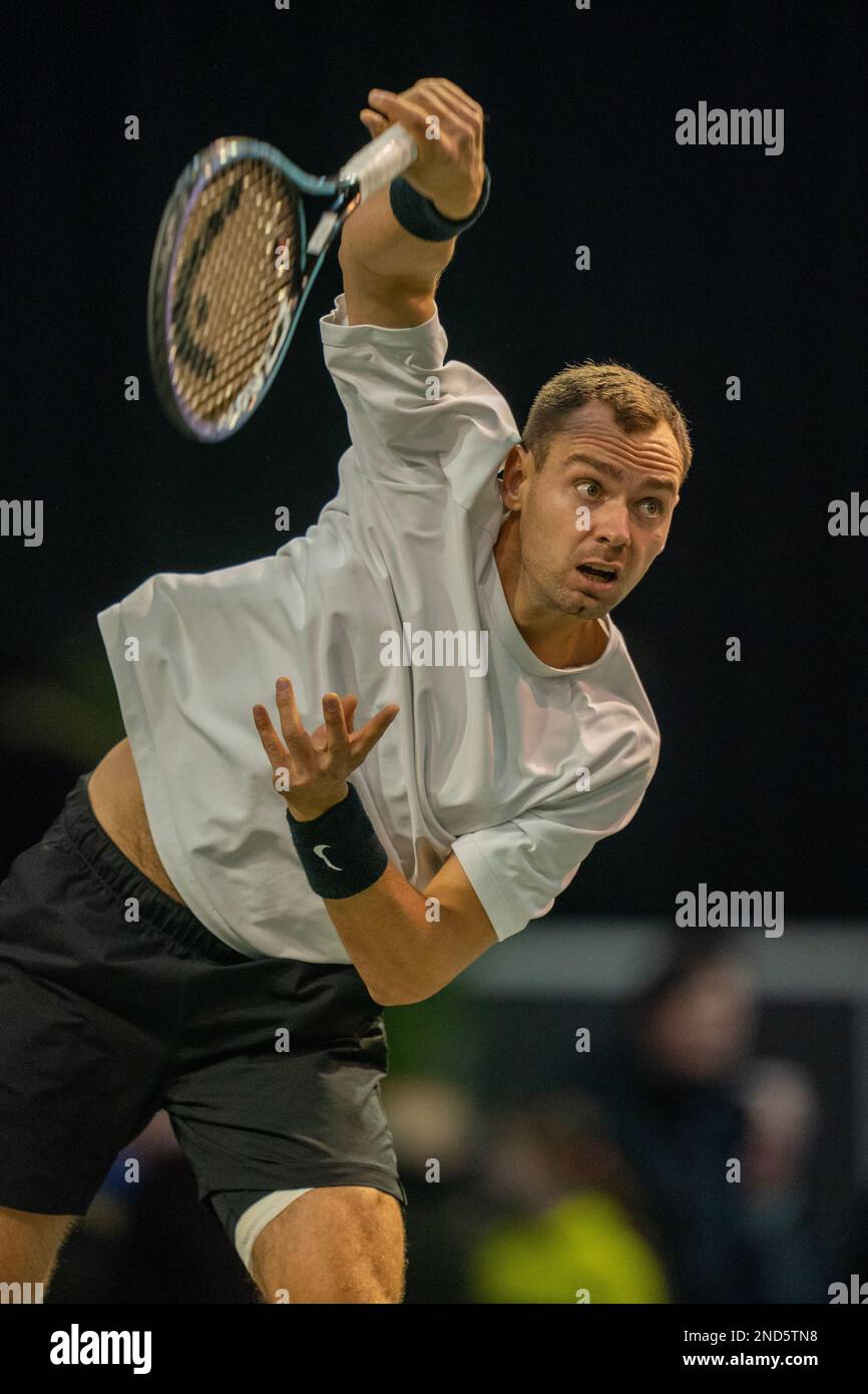 ROTTERDAM, THE NETHERLANDS - FEBRUARY 12 : Roman Safiullin in action ...
