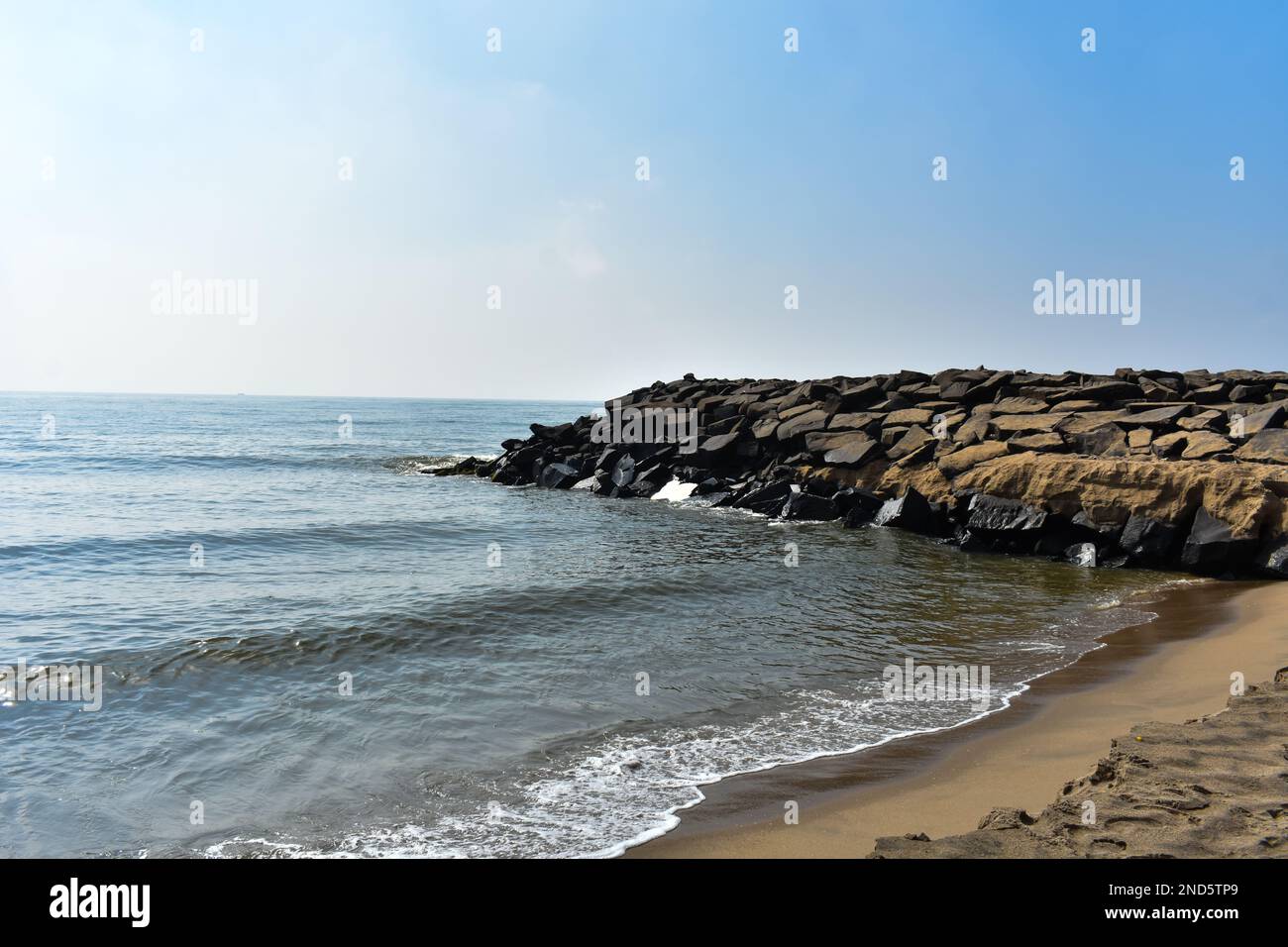 Promenade Beach is a popular tourist spot in Pondicherry, India ...