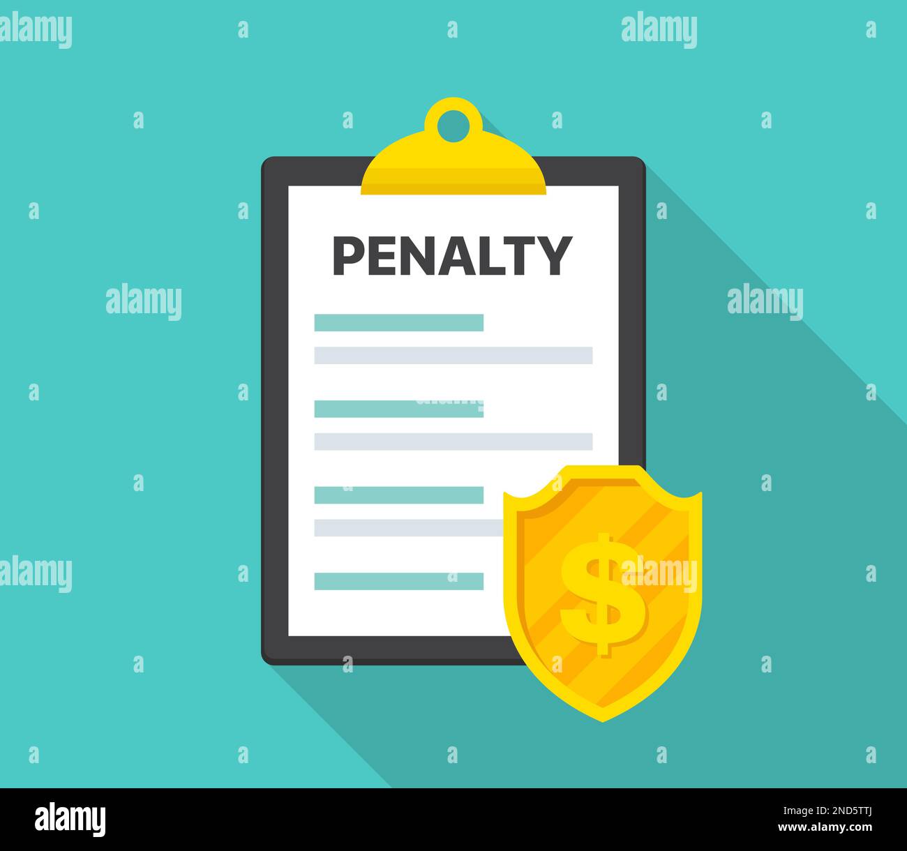 Penalty document with money shield in a flat design. Vector ...