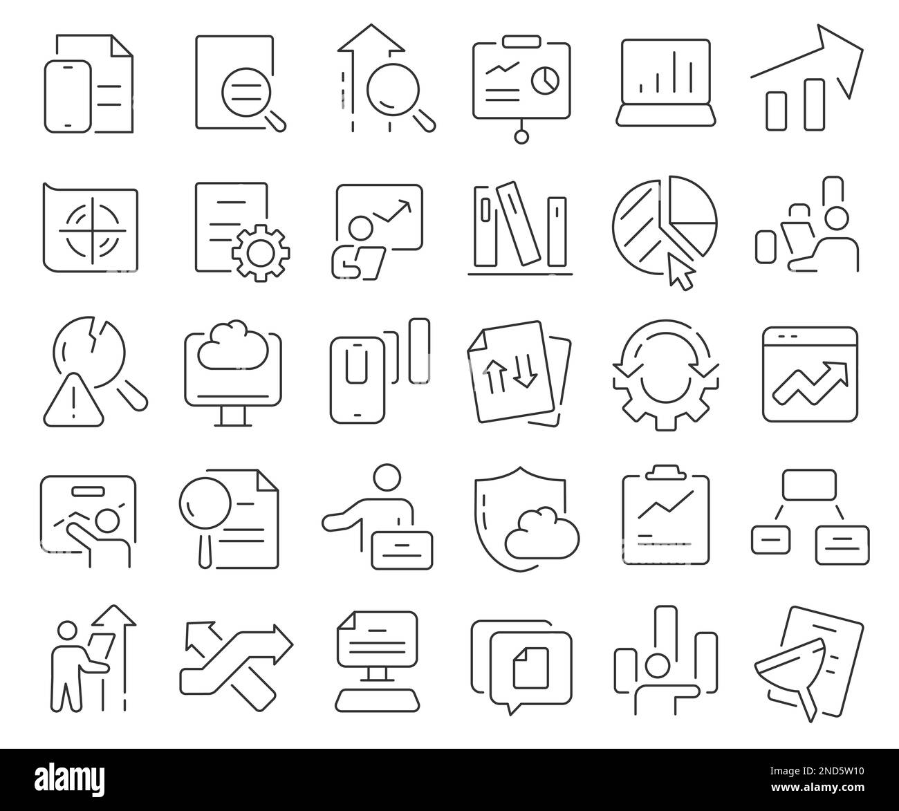 Data Analysis Line Icons Collection Thin Outline Icons Pack Vector Illustration Eps10 Stock