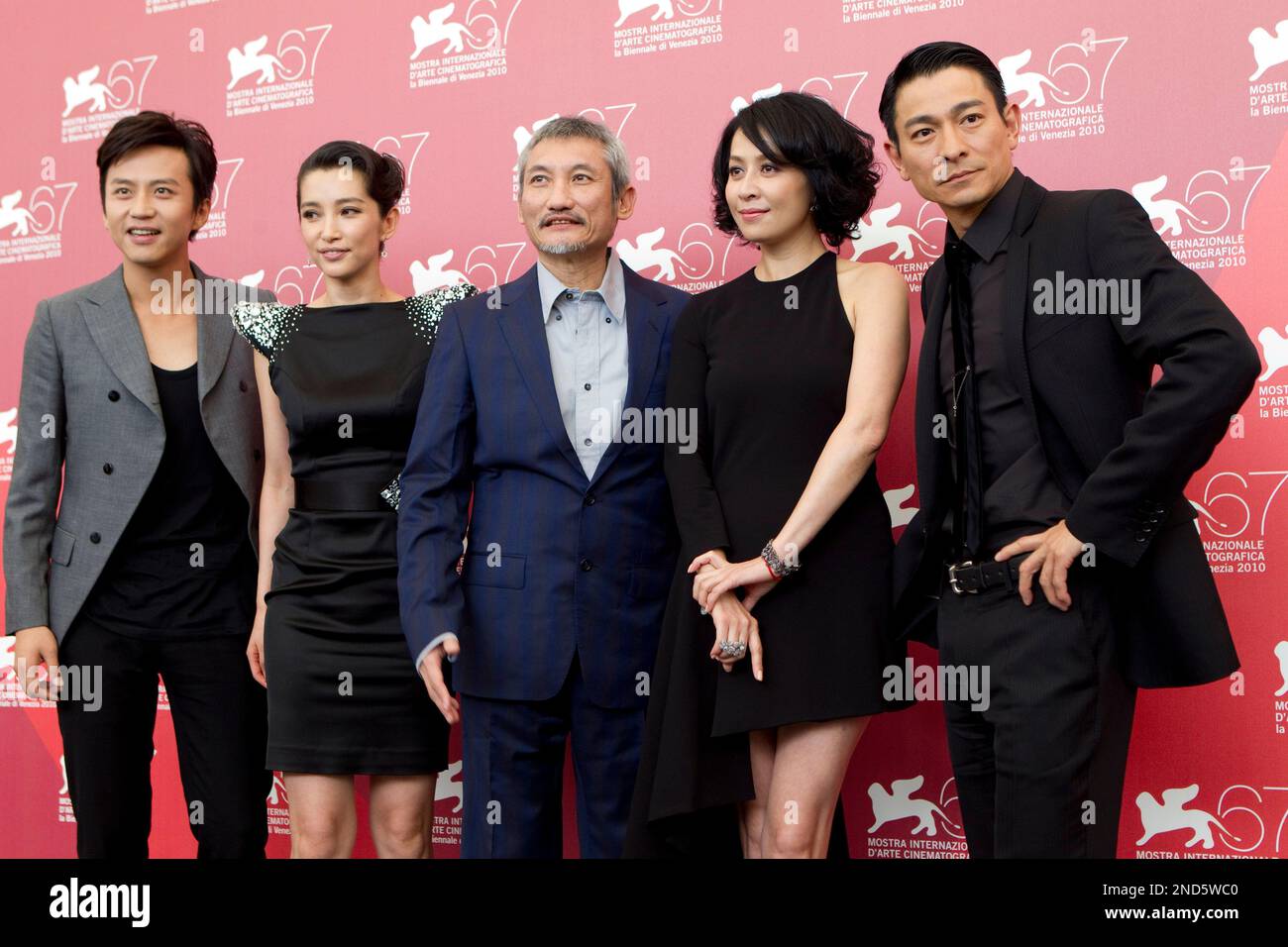 From left, actors Deng Chao and Li Bingbing, director Tsui Hark, actors ...