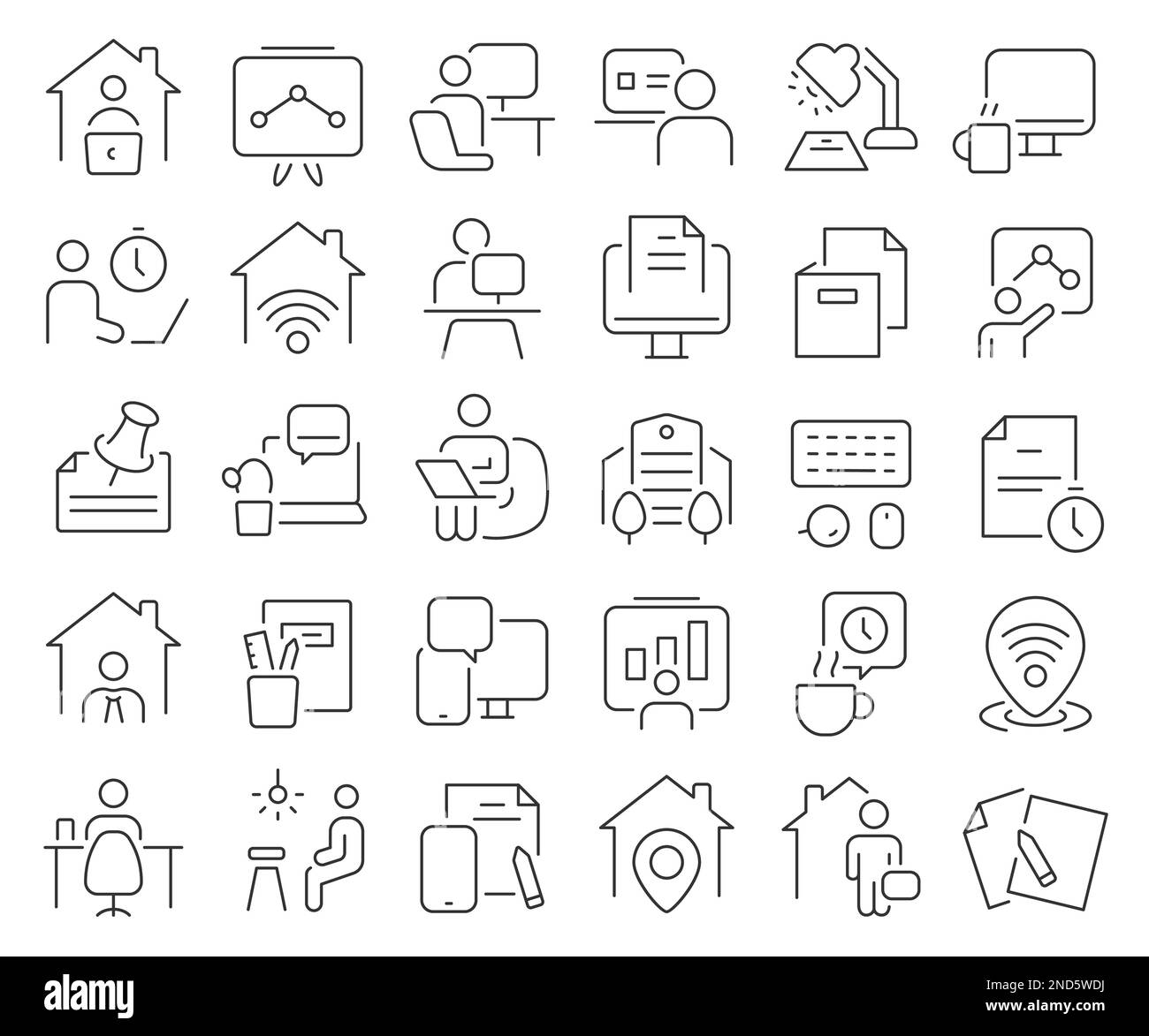 Workplace Line Icons Collection Thin Outline Icons Pack Vector Illustration Eps10 Stock Vector
