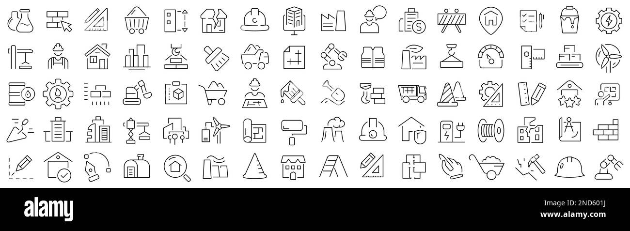 Set of industry and construction line icons. Collection of black linear ... Set of industry and construction line icons. Collection of black linear ...