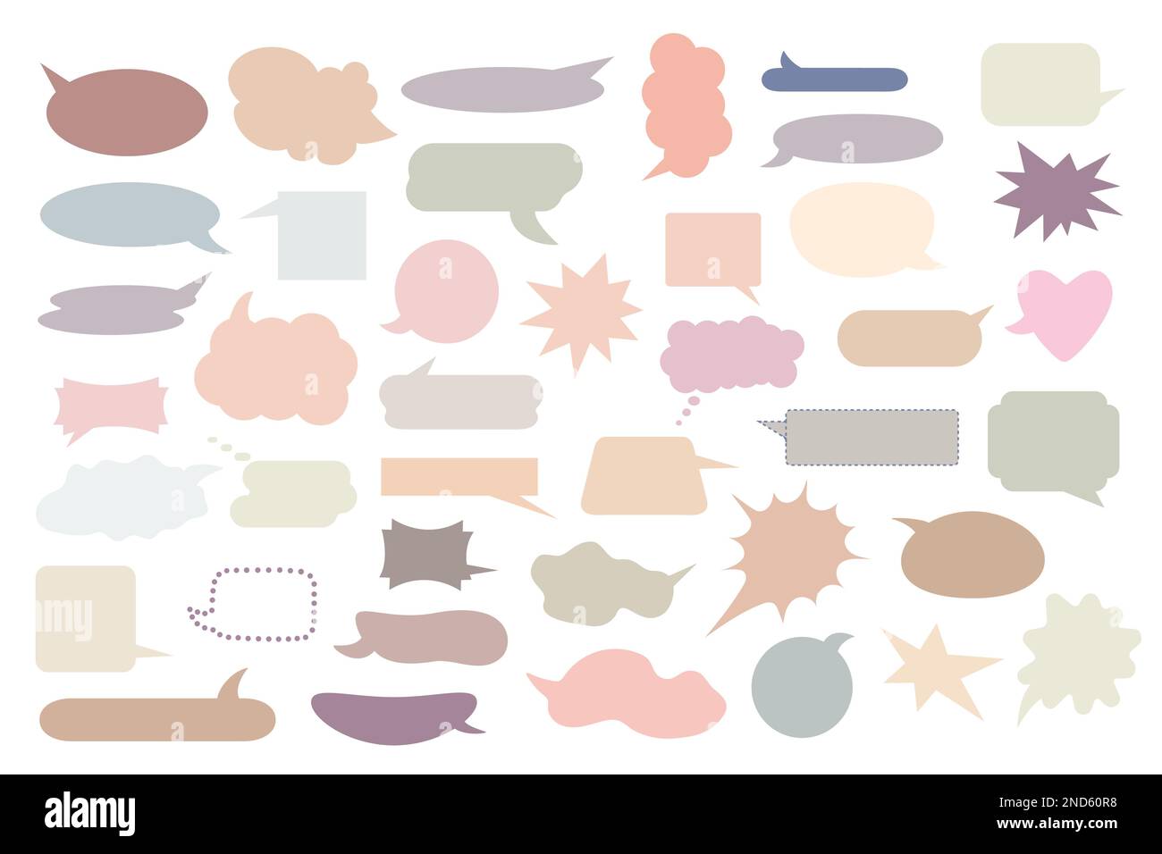 Speech bubble set pastel colored doodle vector illustration, sticker ...