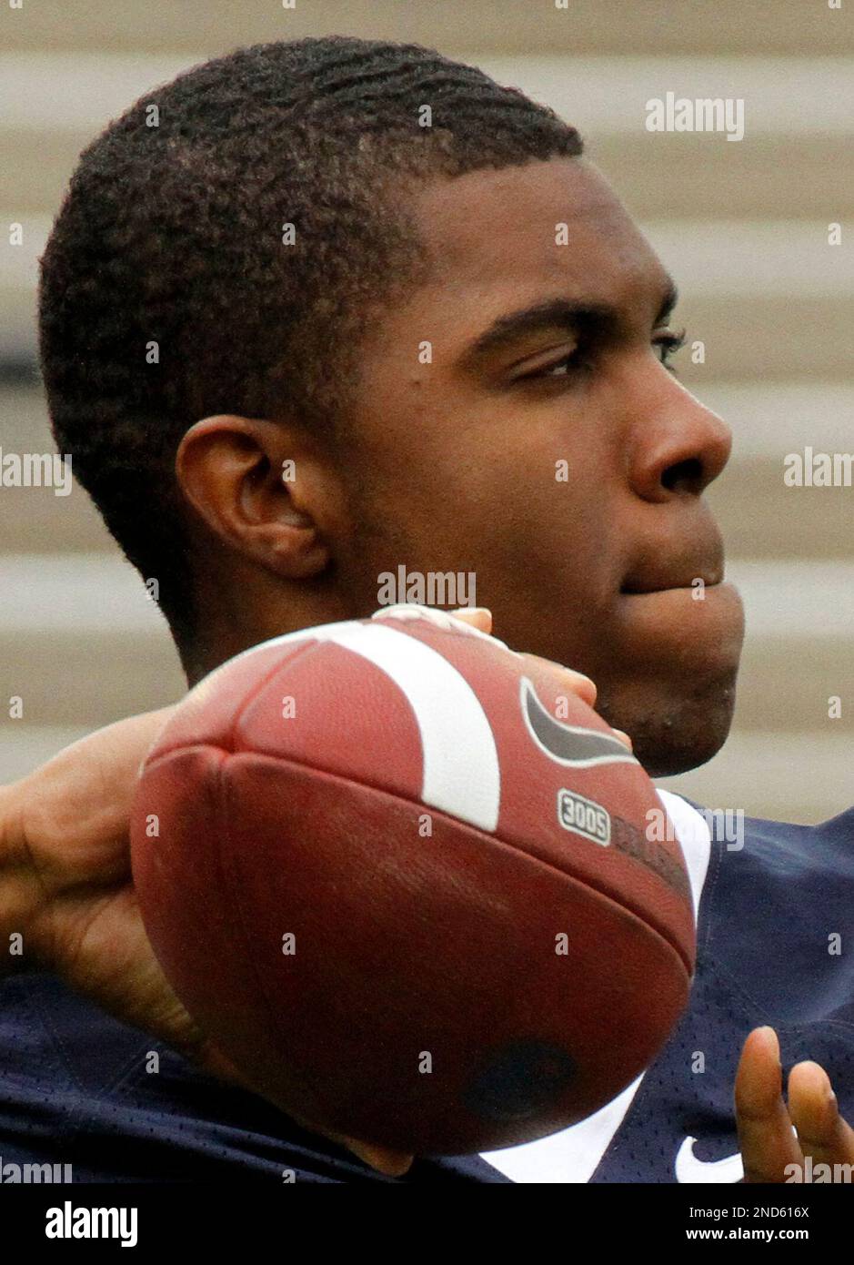 Penn State quarterback Robert Bolden (1) warms up on the field at ...
