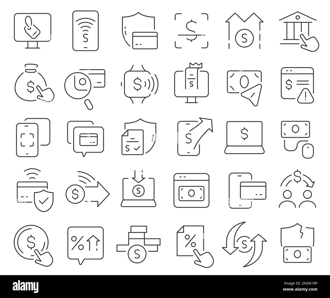 Online banking line icons collection. Thin outline icons pack. Vector ...