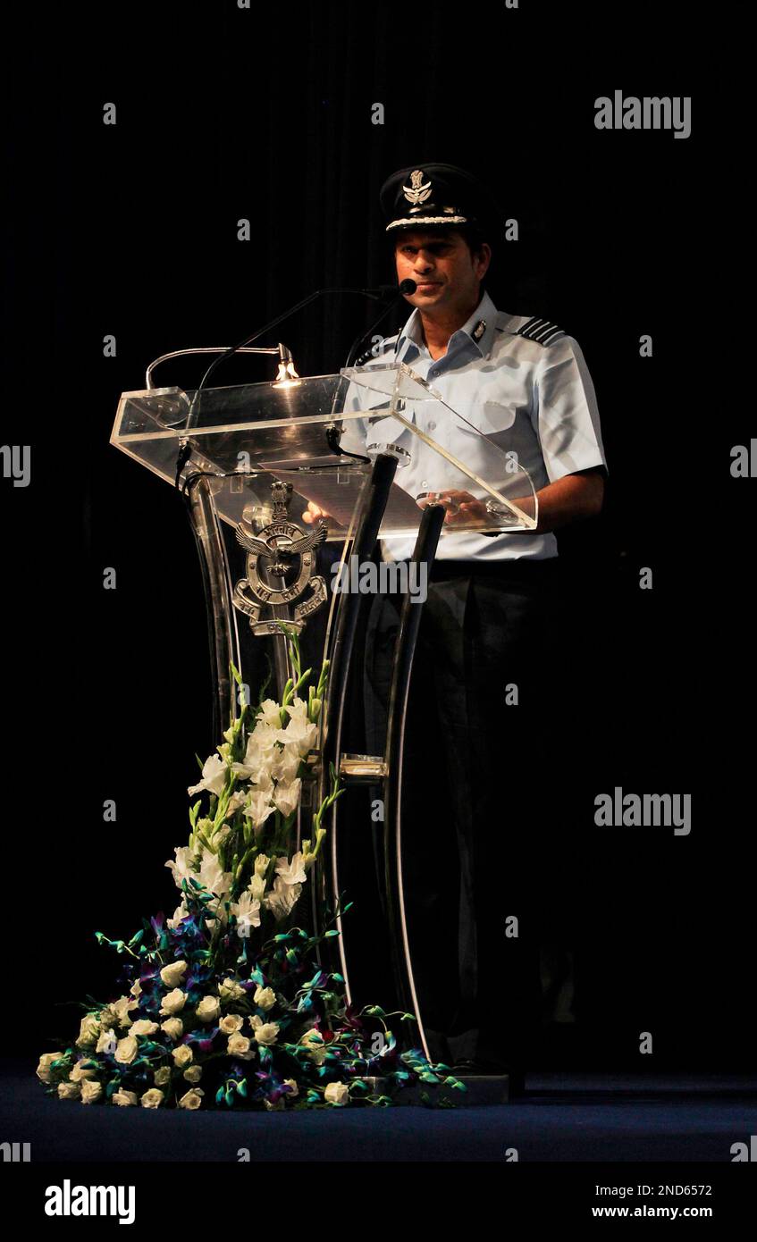 Indian cricketer Sachin Tendulkar speaks after receiving the honorary ...