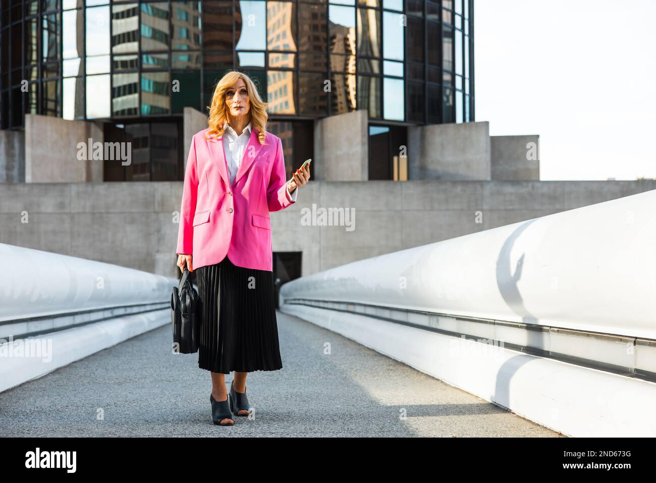 Transgender business woman lifestyle moments in downtown, Los angeles ...