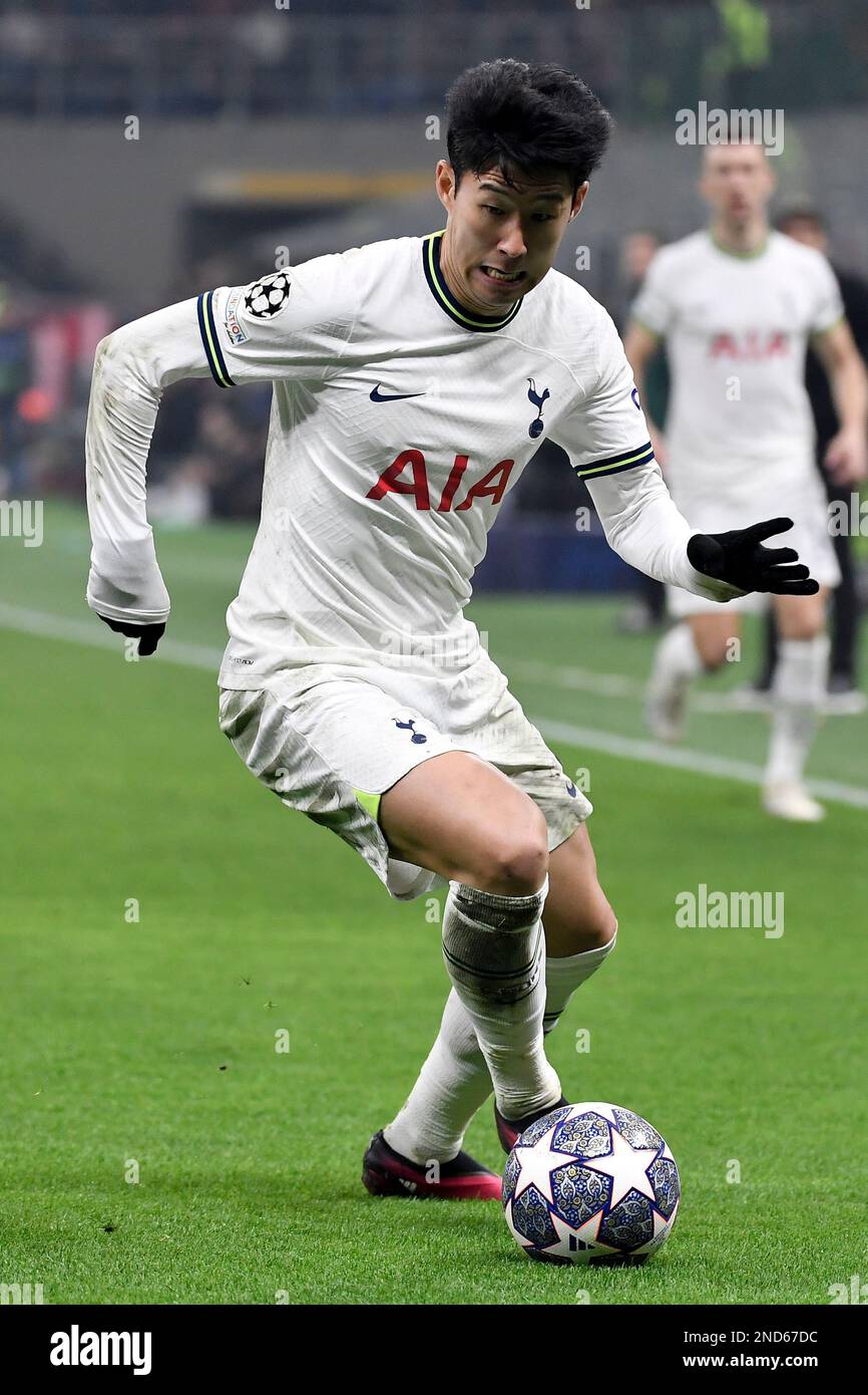 Heung-Min Son of Tottenham Hotspur in action during the Uefa Champions ...