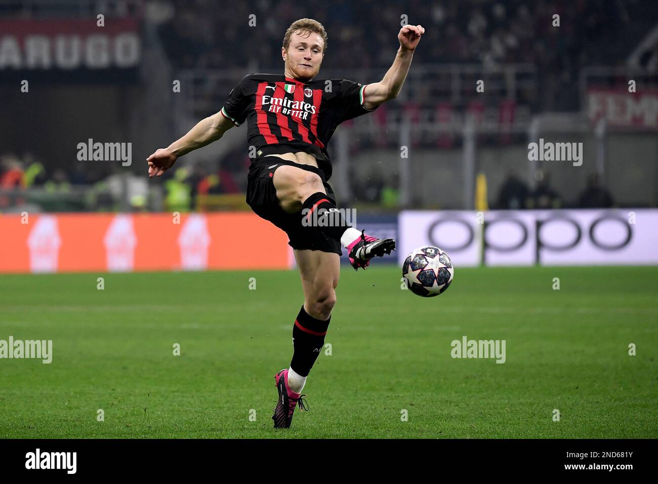 Tommaso Pobega of AC Milan in action during the Uefa Champions League ...