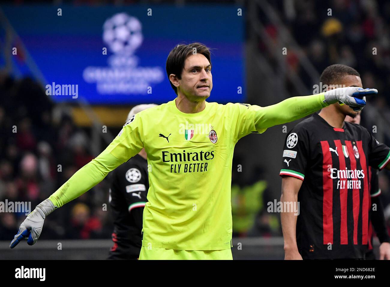 Ciprian Tatarusanu of AC Milan gestures during the Uefa Champions ...
