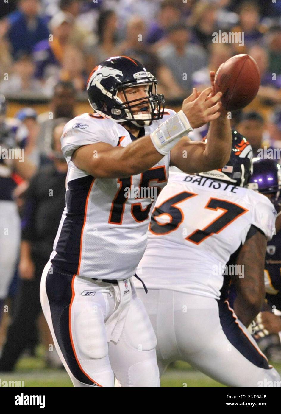 Denver Broncos quarterback Tim Tebow in an NFL football game between ...