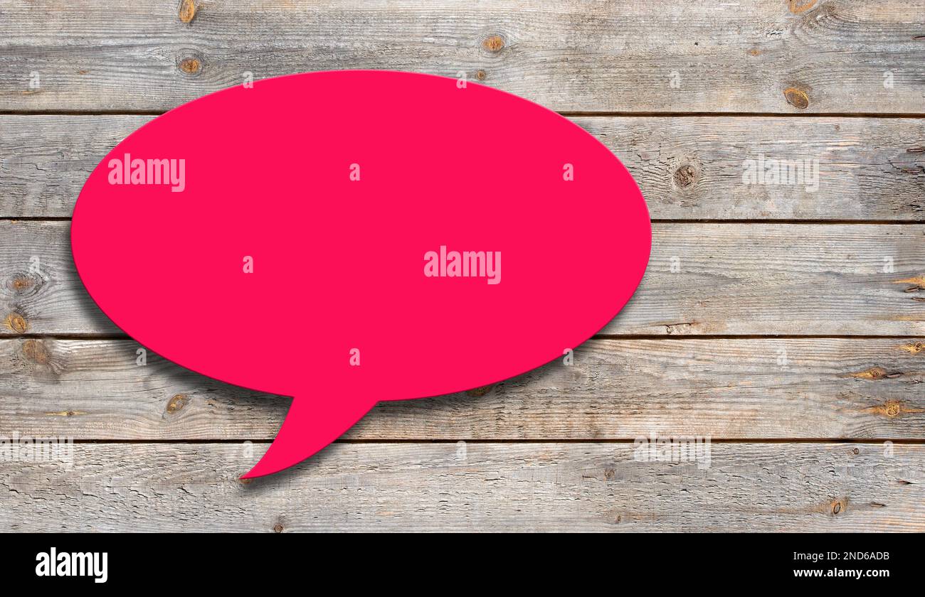 Red speech bubble against wooden background, 2D illustration Stock ...