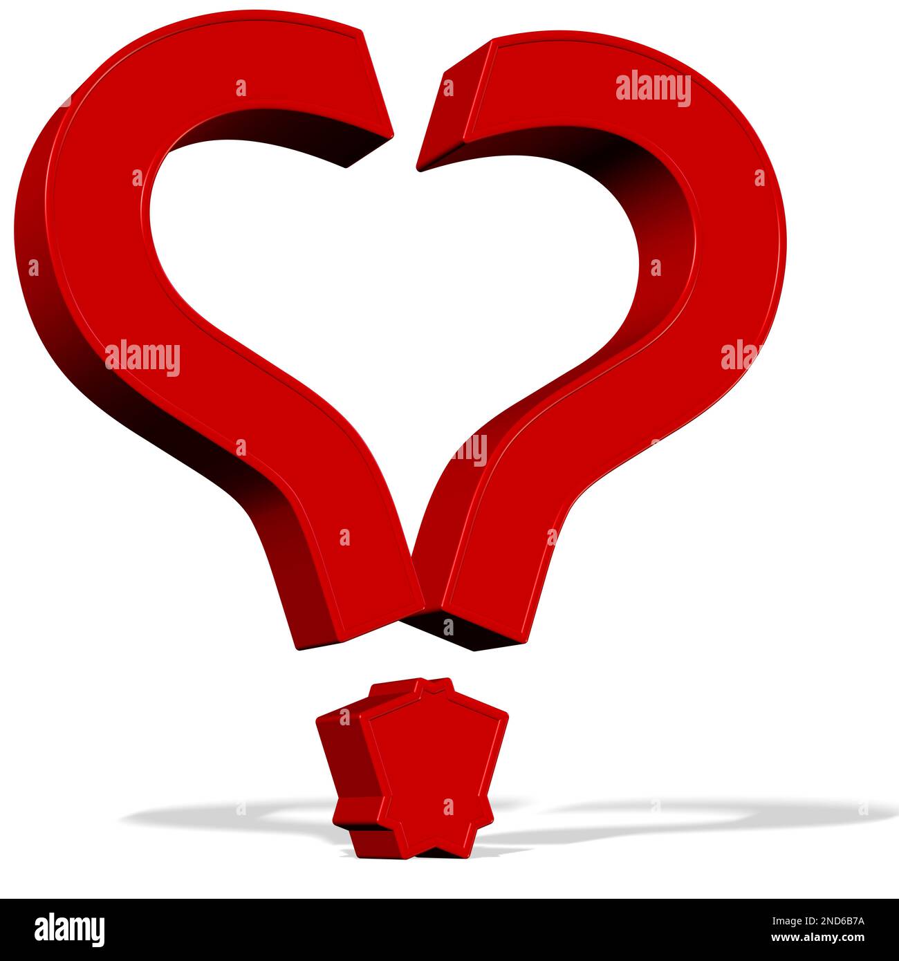 Red heart shaped from question marks, 3d illustration Stock Photo - Alamy