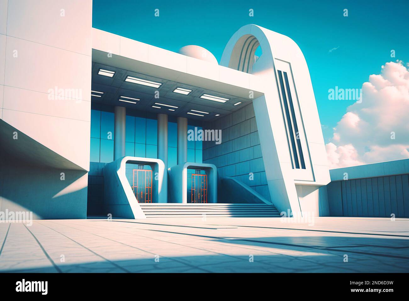 Architectural conceptual design of the facade of a modern concrete and ...