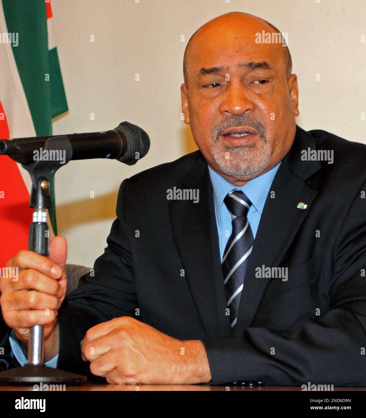 Suriname's President Desi Bouterse gives a press conference at the ...