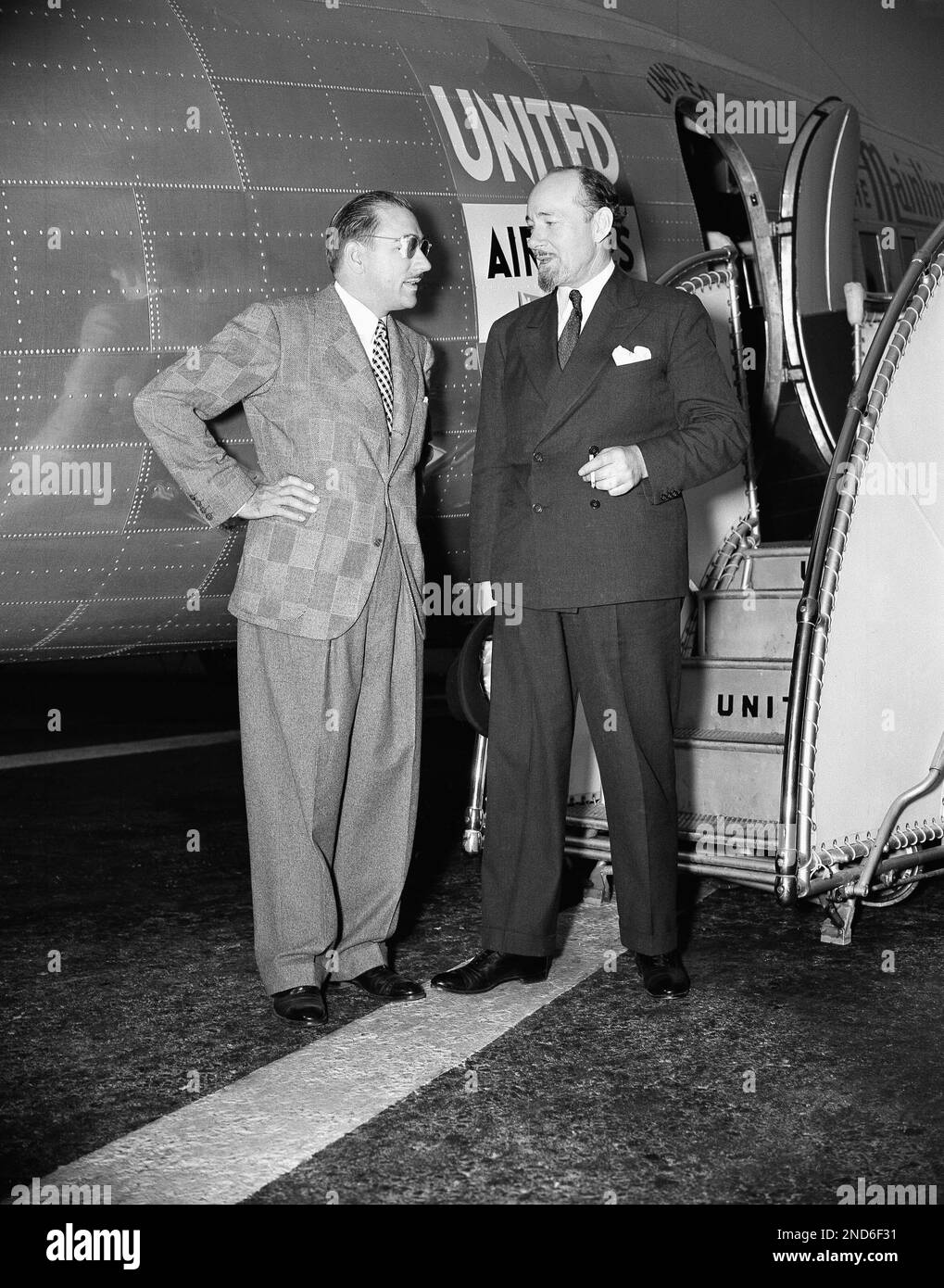 Left to right: Paul Mantz and Sir George Hubert Wilkins in an unknown ...