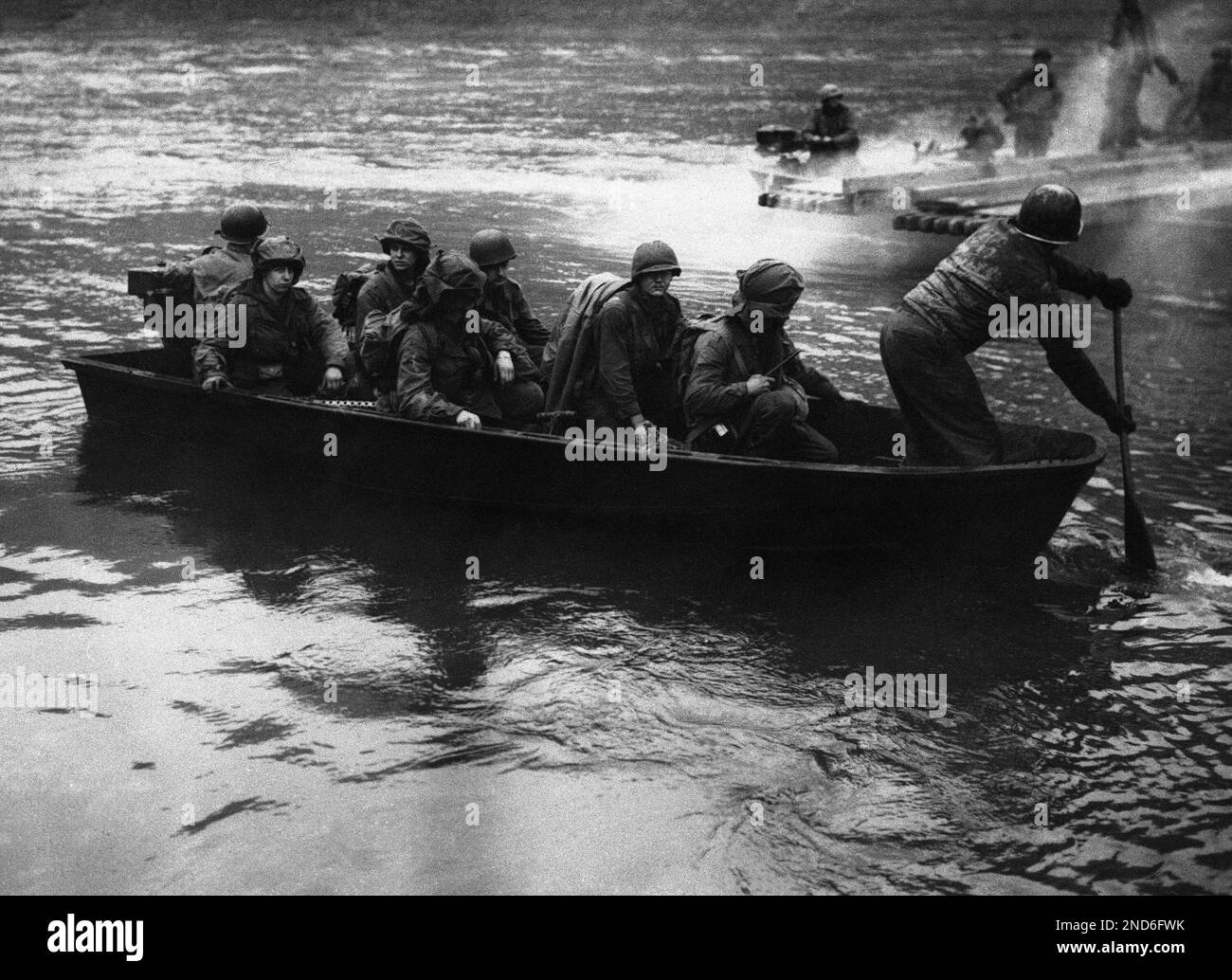 Troops of General Patton’s Third Army crossing the river Moselle by ...