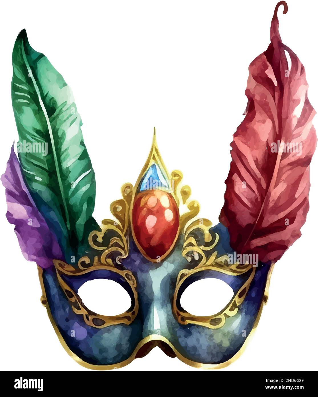 Carnival venetian mask from a splash of watercolor, colored drawing ...