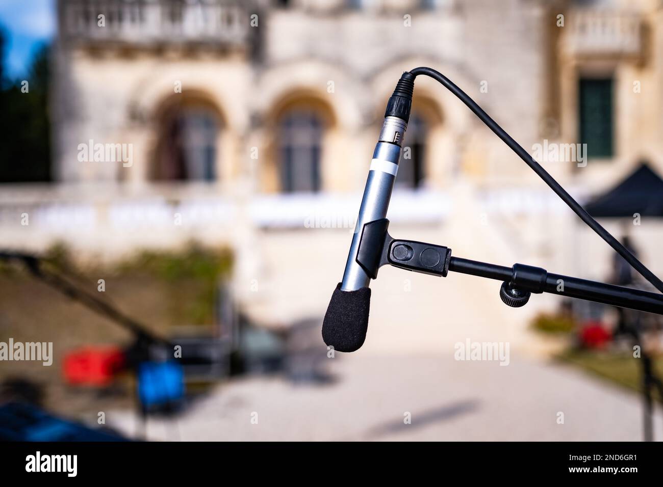 Microphone for outdoor event Stock Photo - Alamy