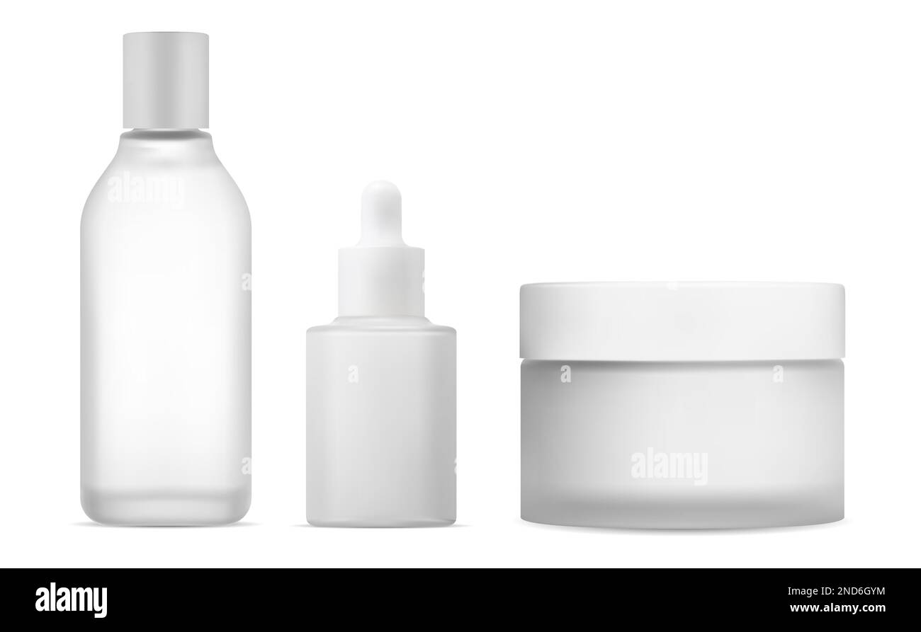 Lotion bottle, cream jar. Beauty cosmetic package design. Realistic ...