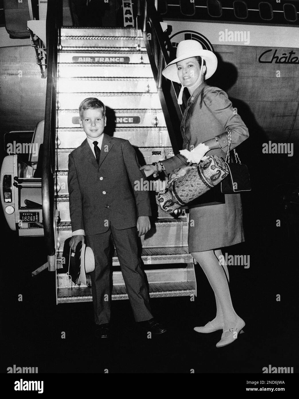 Prince Albert of Monaco with his mother Princess Grace in an unknown ...